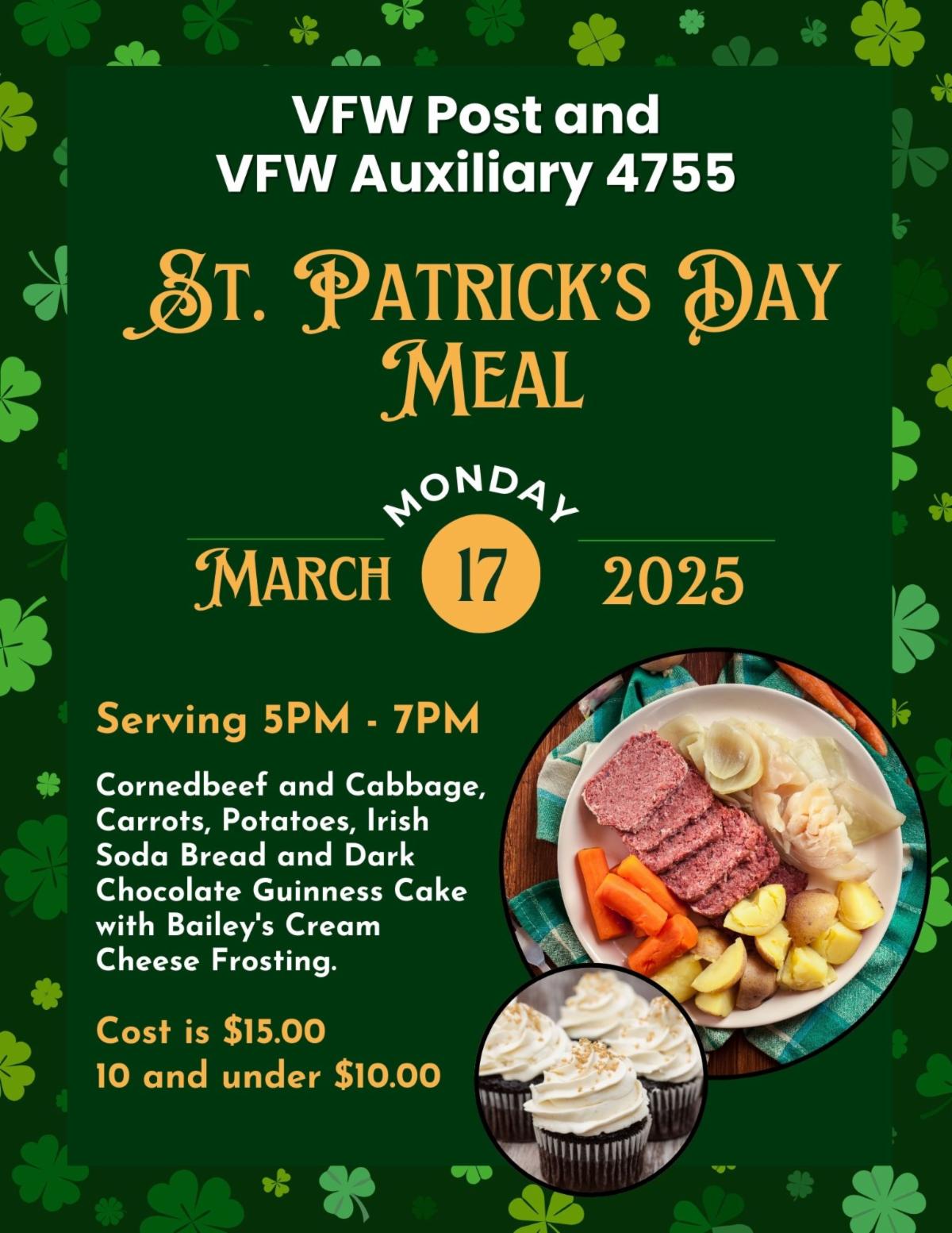 Seward VFW St. Patrick’s Day Meal - York's Max Country 104.9