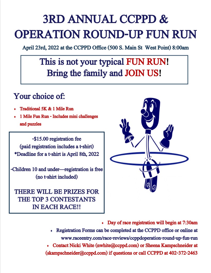 KTIC 840 AM/98.3 FM/98.7 FM - CCPPD to hold Operation Round Up Fun Run
