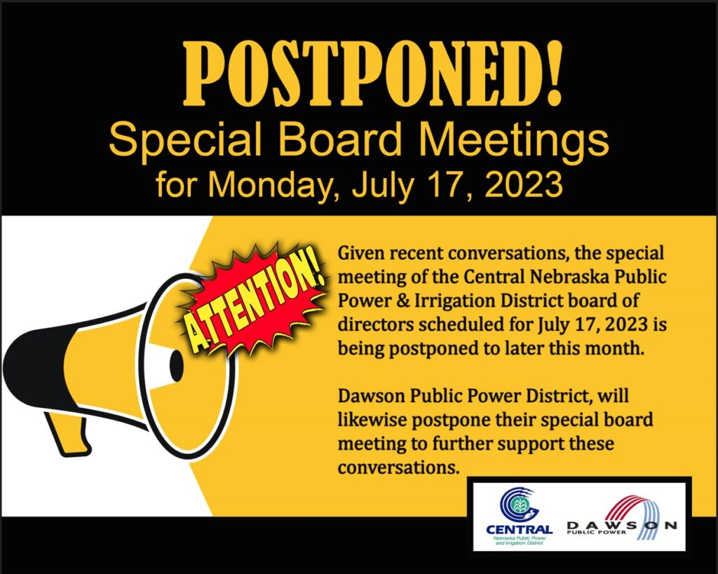 KRVN 880 – KRVN 93.1 – KAMI - Monday’s CNPPID-DPPD special board meetings postponed
