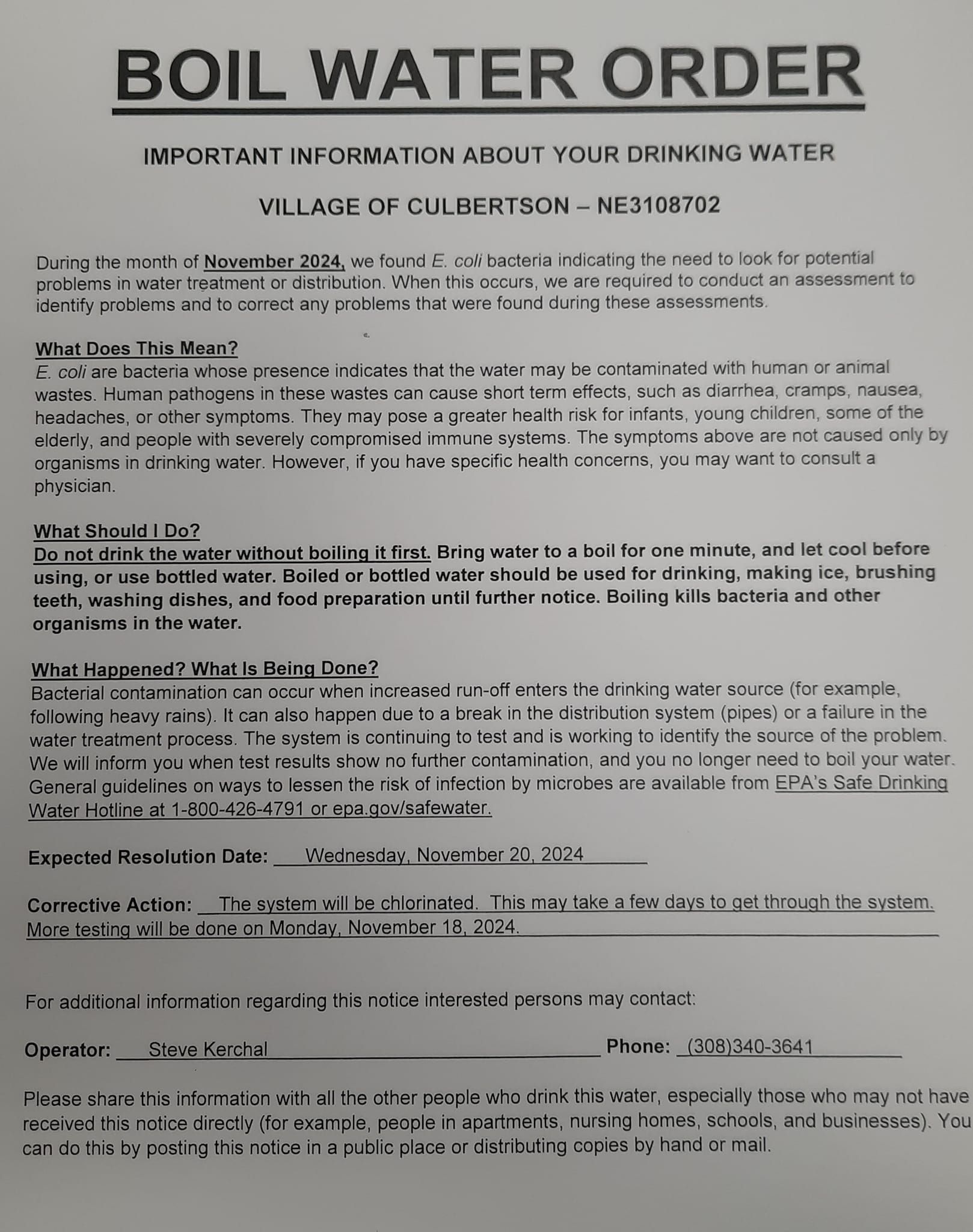 KRVN 880 – KRVN 93.1 – KAMI - Village of Culbertson under boil water order