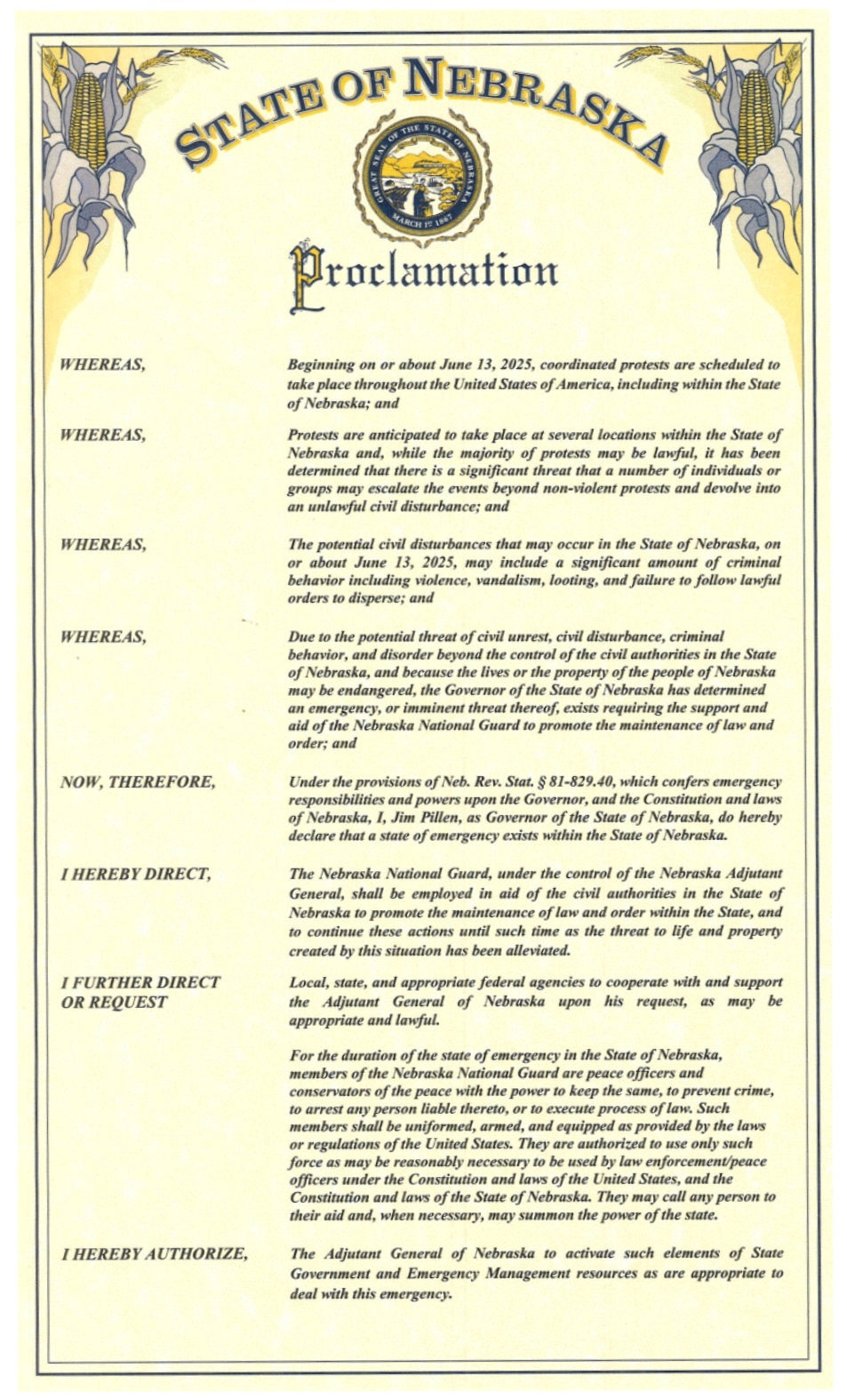 KRVN 880 – KRVN 93.1 – KAMI - Gov. Pillen Issues Emergency Proclamation ...