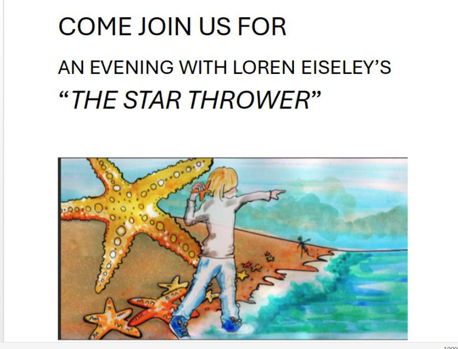 An Evening with Loren Eiseley’s “The Star Thrower” Friday WNCC